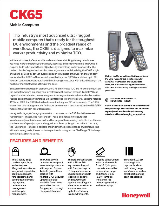 Honeywell CK65 Mobile Computer Product Brochure