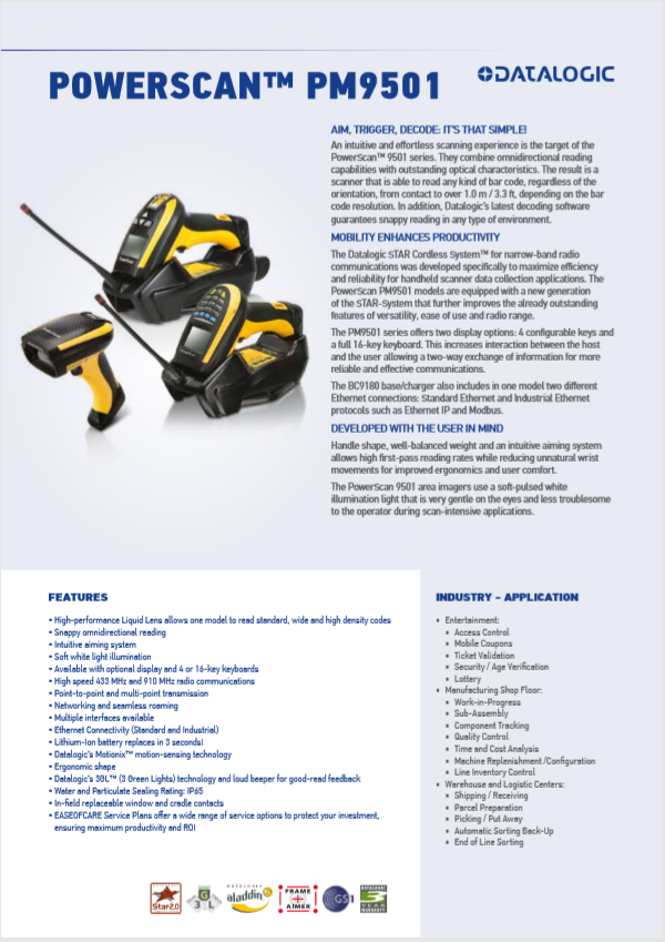 Datalogic Powerscan Product Brochure| General Data