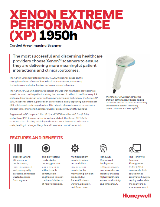 Honeywell Xenon XP1950H Healthcare Barcode Scanner Product Brochure ...