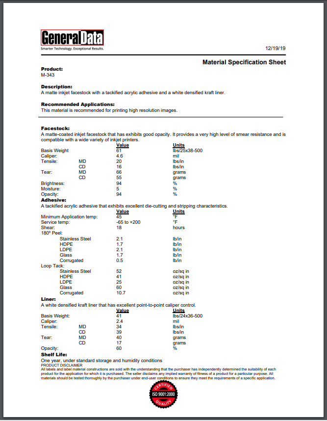 M-343 Material Spec Sheet