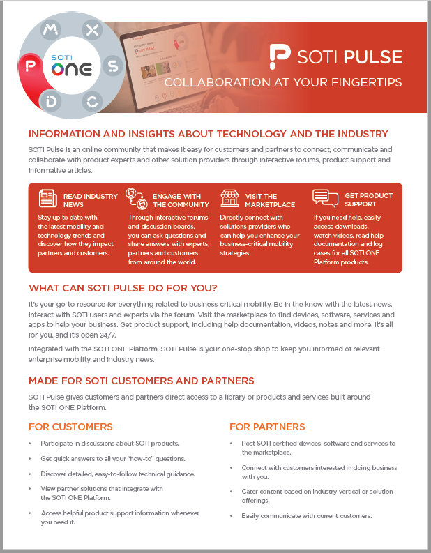 SOTI Pulse Product Brochure | General Data