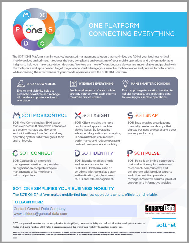 SOTI One Platform Product Brochure | General Data